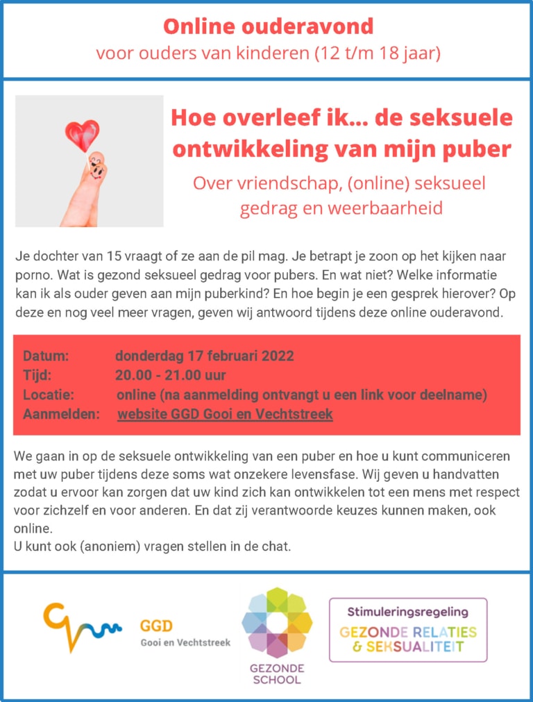 Online ouderavond op 17 februari over ‘Hoe overleef ik… de seksuele ...